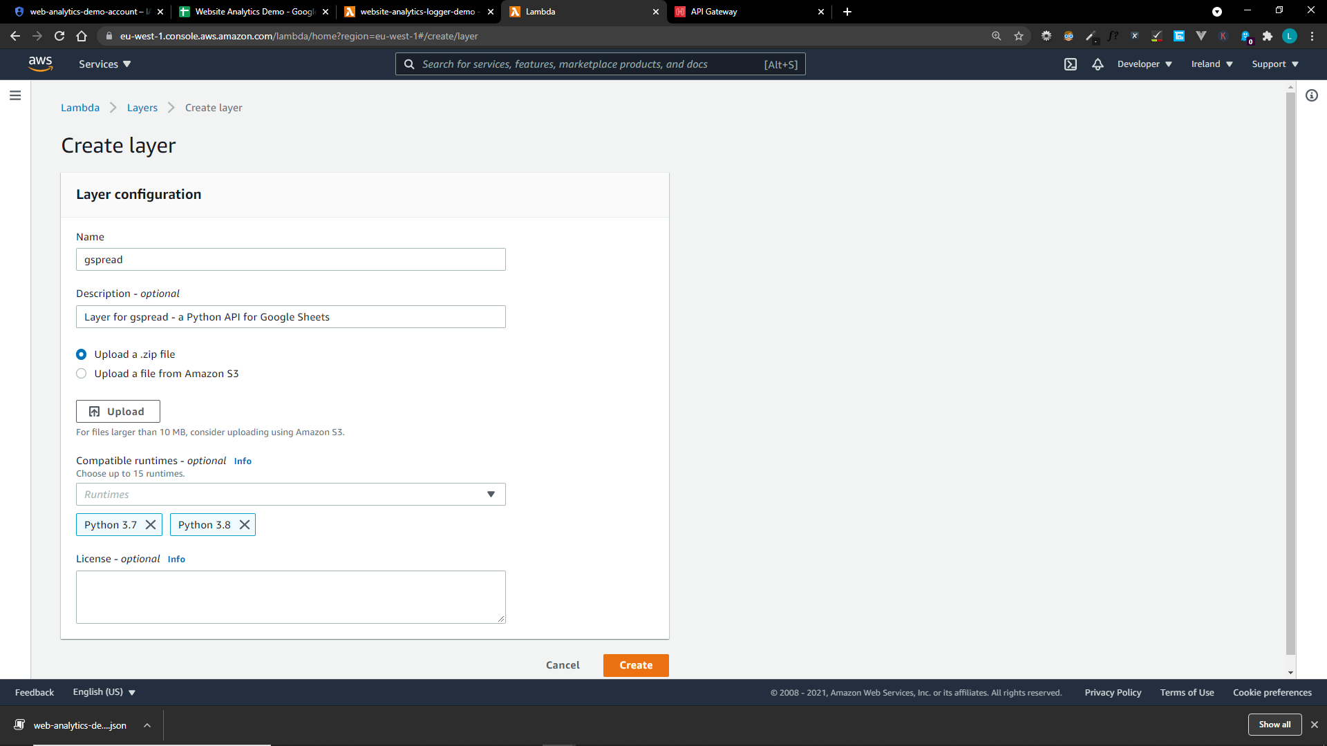 Creating your own website analytics solution with AWS Lambda and Google Sheets | Shedload Of Code